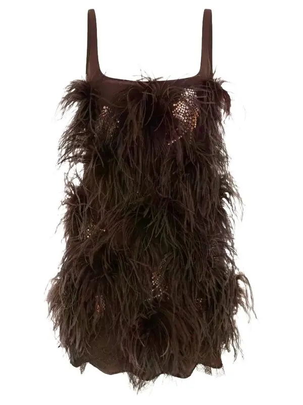 16Arlington Sadie Mini Dress With Lace Trim - Brown