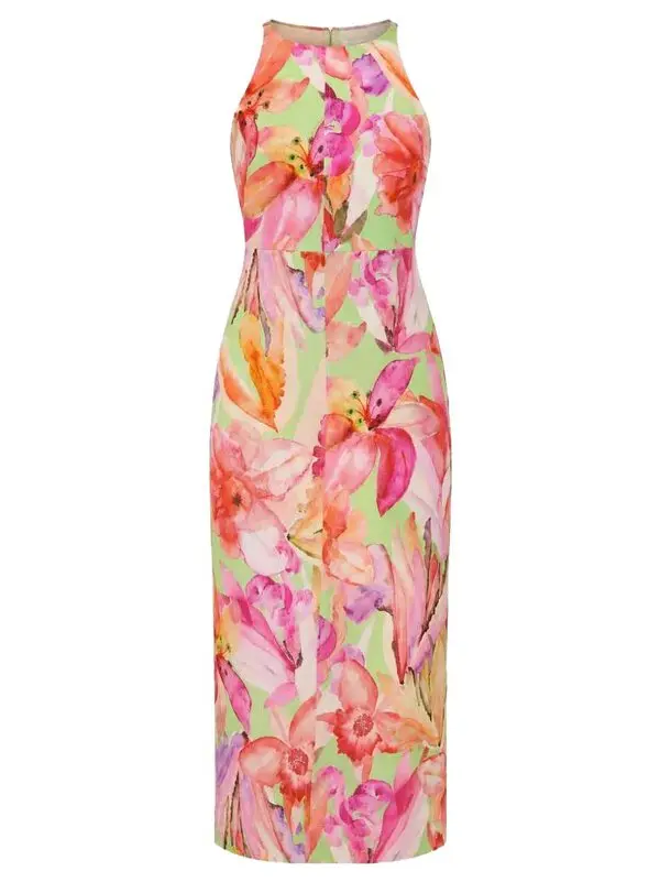 Farm Rio Artsy Flora Sleeveless Midi Dress - Green
