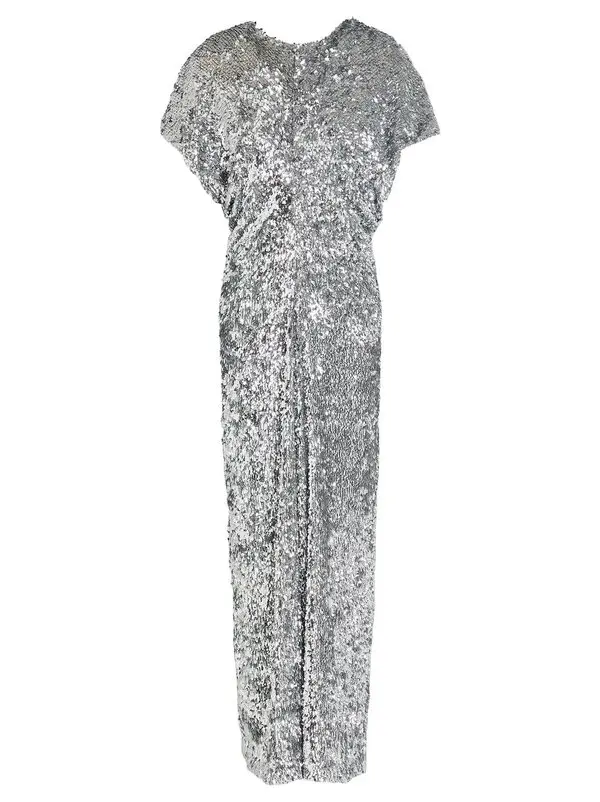 Maje Sequined Stretch-tulle Maxi Dress - Silver