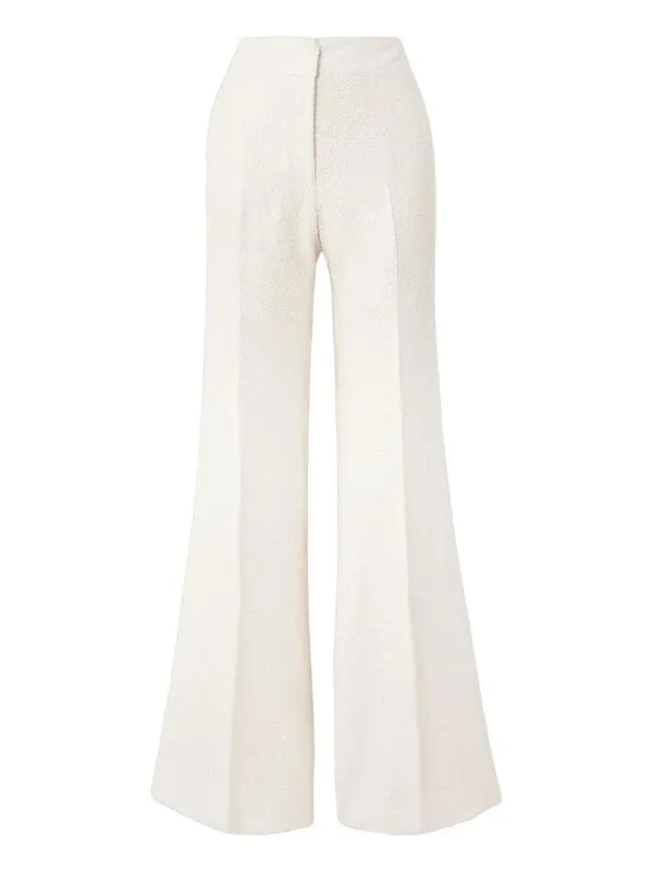 Gabriela Hearst Silk Bouclé Flared Pants - Ivory