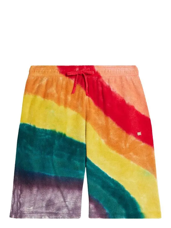 Acne Studios Tie-dye Cotton Terry Drawstring Shorts - Red