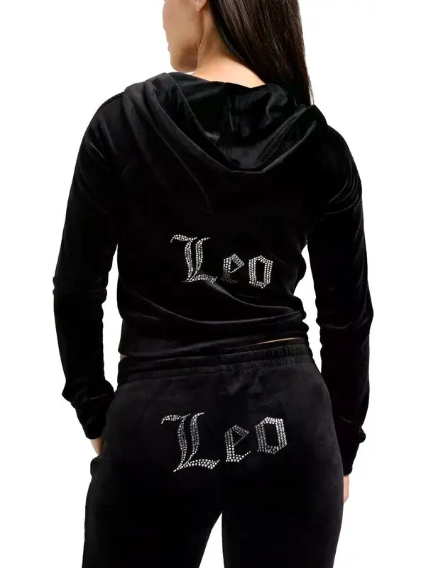 Juicy Couture Diamanté Velour Hoodie - Black