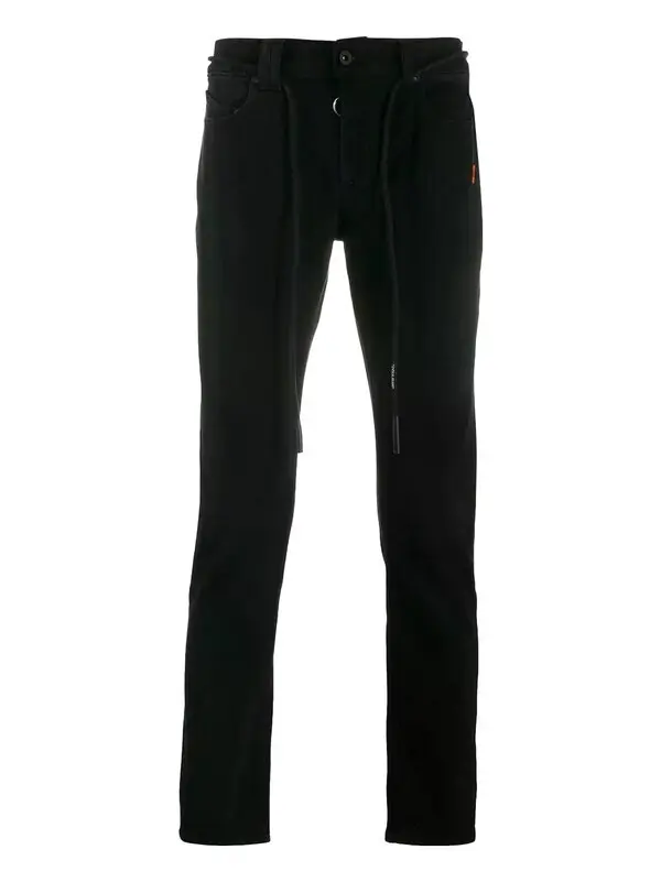 Off-White Drawstring Belt Slim-fit Denim Jeans - Black