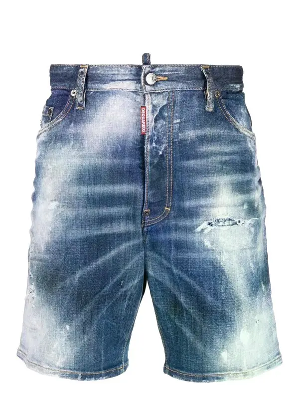 Dsquared2 Distressed-effect Denim Shorts - Blue