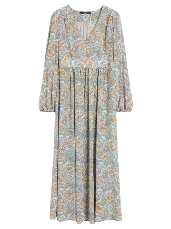 Max Mara Paisley Print V-neck Maxi Dress - Blue