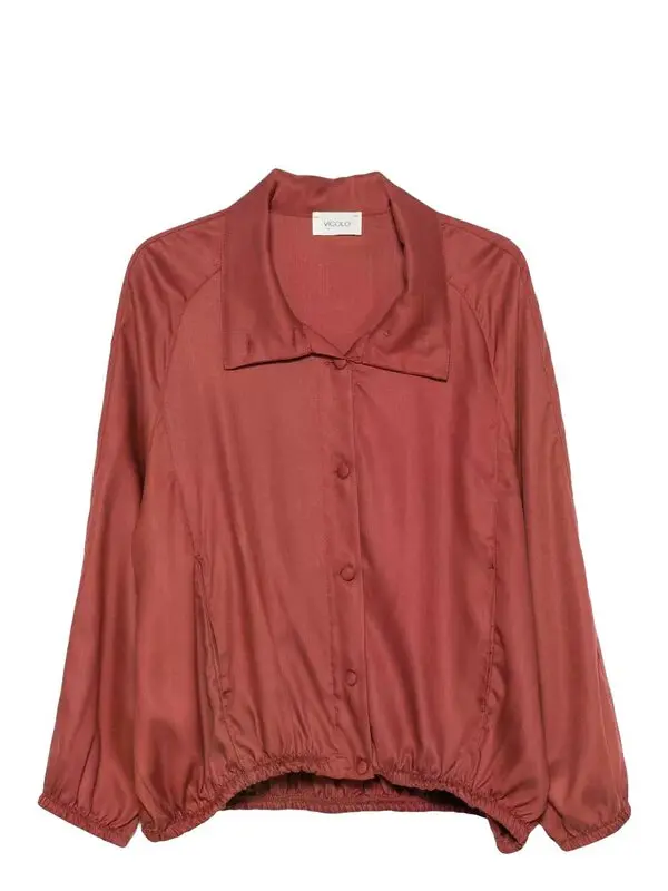 VICOLO High-neck Button-up Top - Red