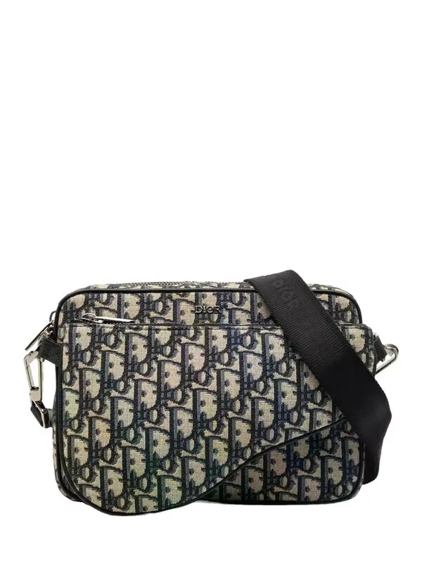 Dior 2023 Oblique Canvas Triple Pouch Crossbody Bag - Blue