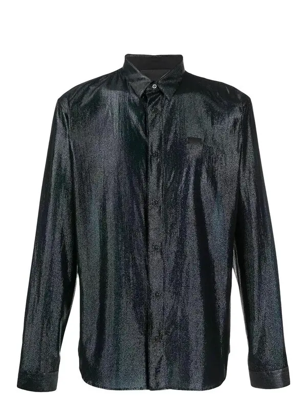 Philipp Plein Metallic Long-sleeve Shirt - Black