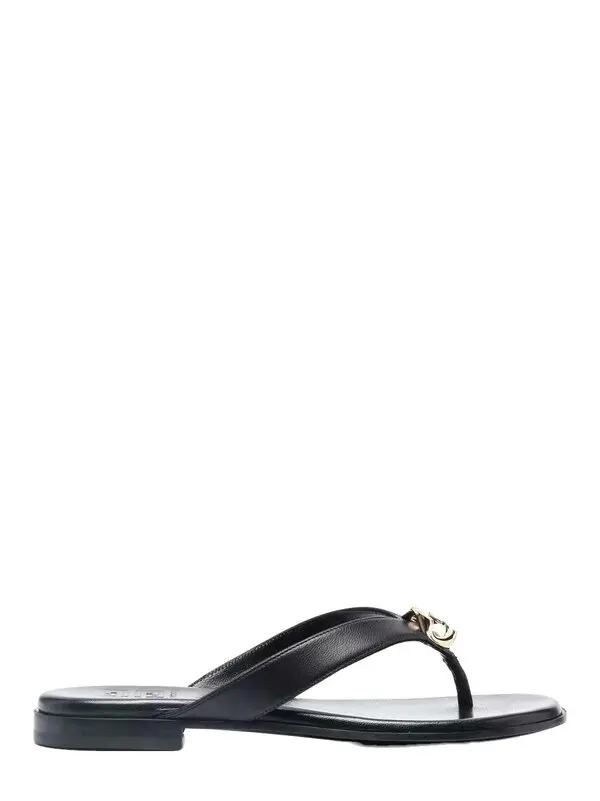 Givenchy Logo Plaque Leather Sandals - Black