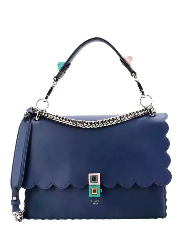 Fendi Kan I Leather Medium Shoulder Bag - Blue