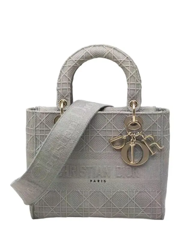 Dior Medium Lady D Lite Satchel - Grey