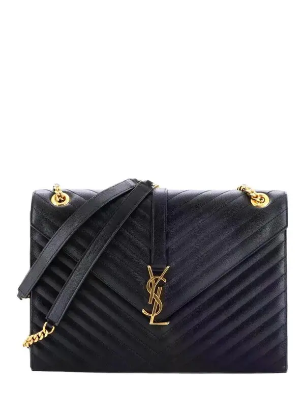 Saint Laurent Classic Monogram Envelope Satchel Shoulder Bag - Black
