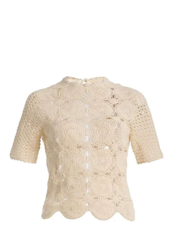 Escvdo Siula Hand-crocheted Pima Cotton Top - Ivory