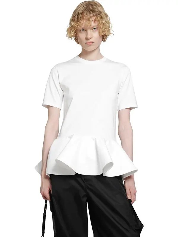 Alaïa Cotton Jersey Crinoline T-shirt - White