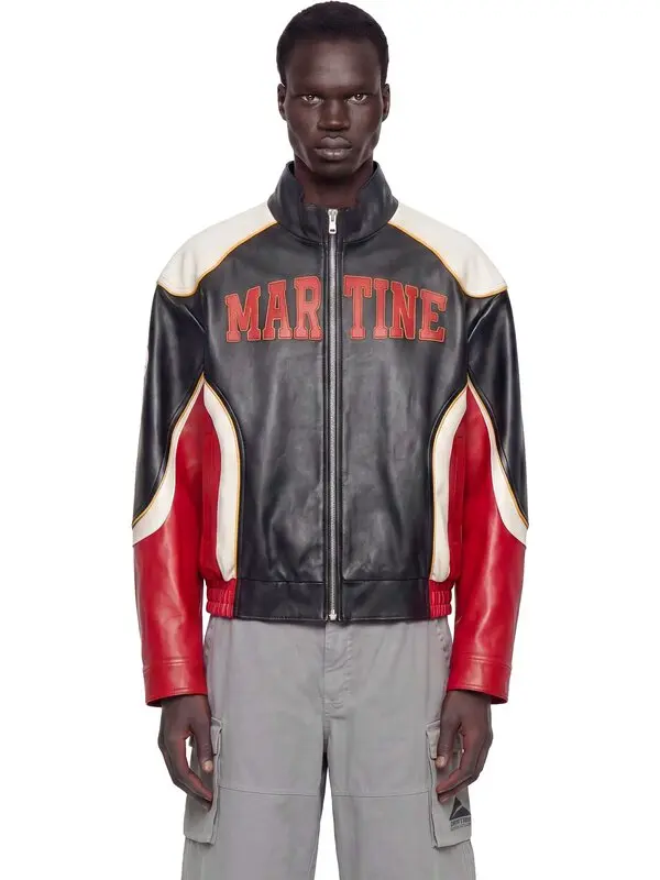 Martine Rose Superbowl Color-blocked Leather Jacket - Multicolor