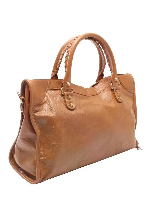 Balenciaga 2000s City Whipstitch Tote Bag - Brown