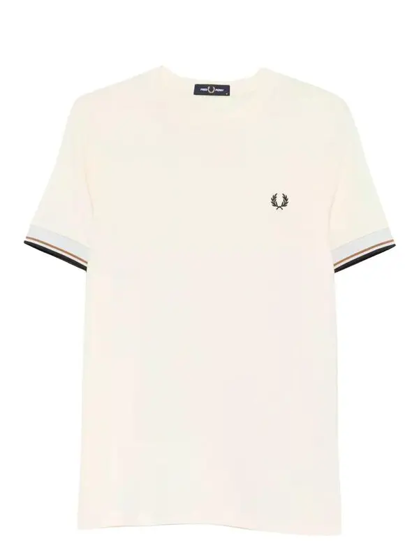 Fred Perry Logo-embroidered Striped-cuff T-shirt - Yellow