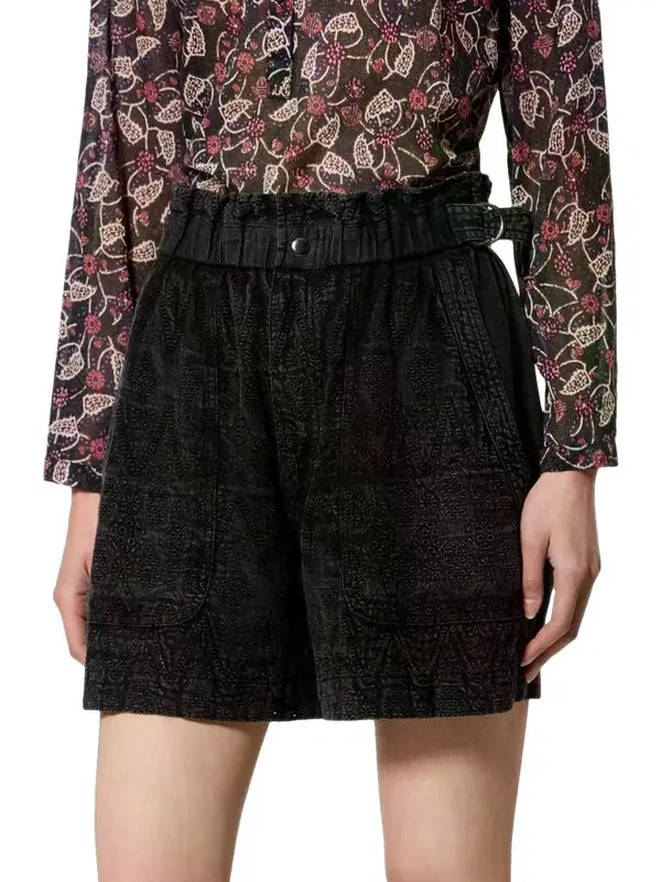 MARANT ETOILE Kisha Broderie Anglaise Shorts - Black