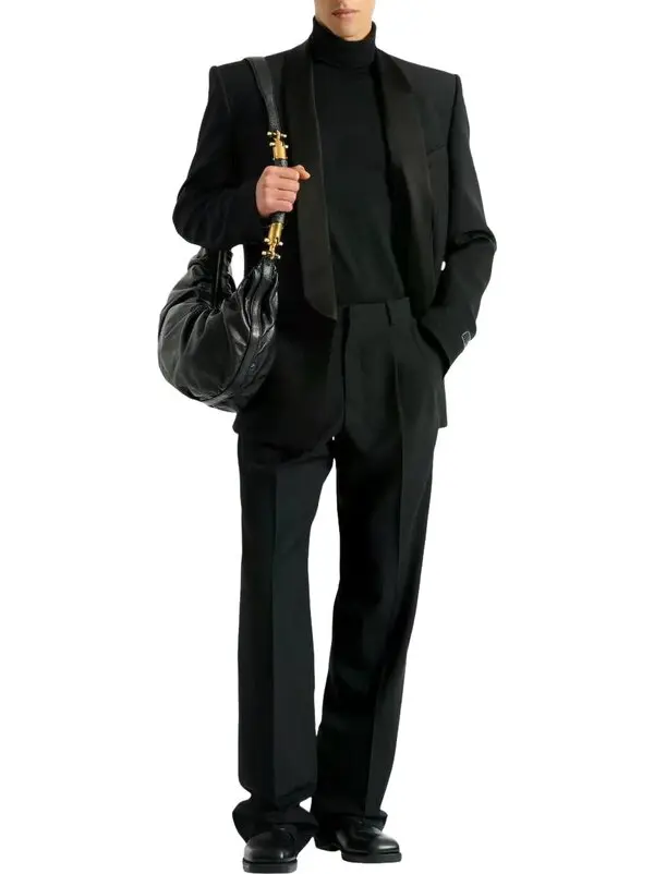 Balmain 2-button Jacket In Wool And Satin - Black