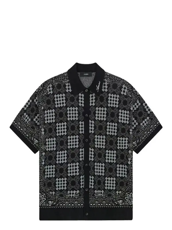 Amiri Ma Quad Checker Crochet Shirt - Black