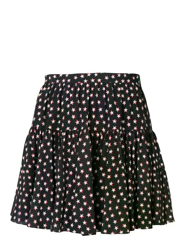 Saint Laurent Star Print Pleated Mini Skirt - Black