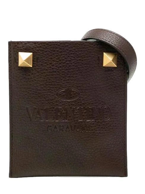 Valentino Garavani Mini Grained Calfskin Rockstud Identity Crossbody Bag - Espresso