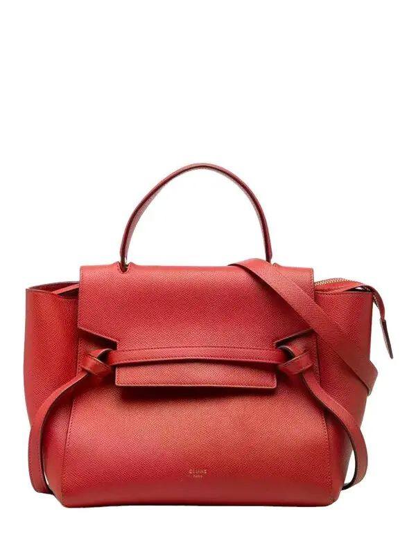 Celine Micro Grained Calfskin Belt Bag Satchel - Red