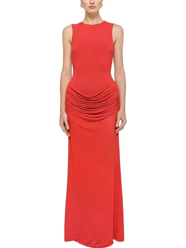NISSA Rhinestone-embellished Maxi Dress - Red