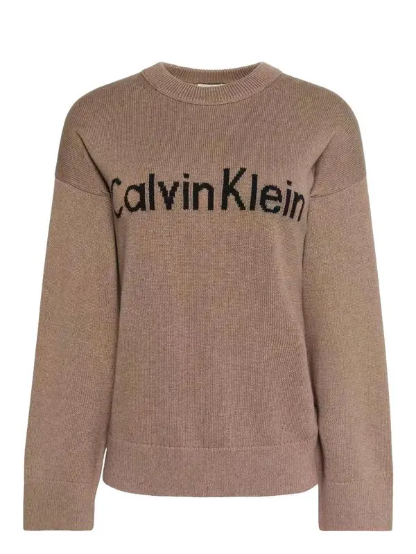 Calvin Klein Logo Intarsia-knit Sweater - Brown