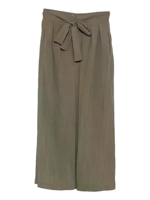 PSOPHIA Tie-waist Palazzo Pants With Crinkled Texture - Green