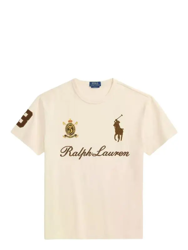 Polo Ralph Lauren Logo-embroidered Crest-patch T-shirt - Neutrals
