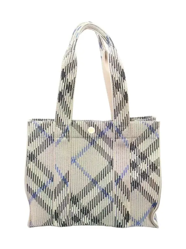 Burberry Checked Tote Bag - Grey