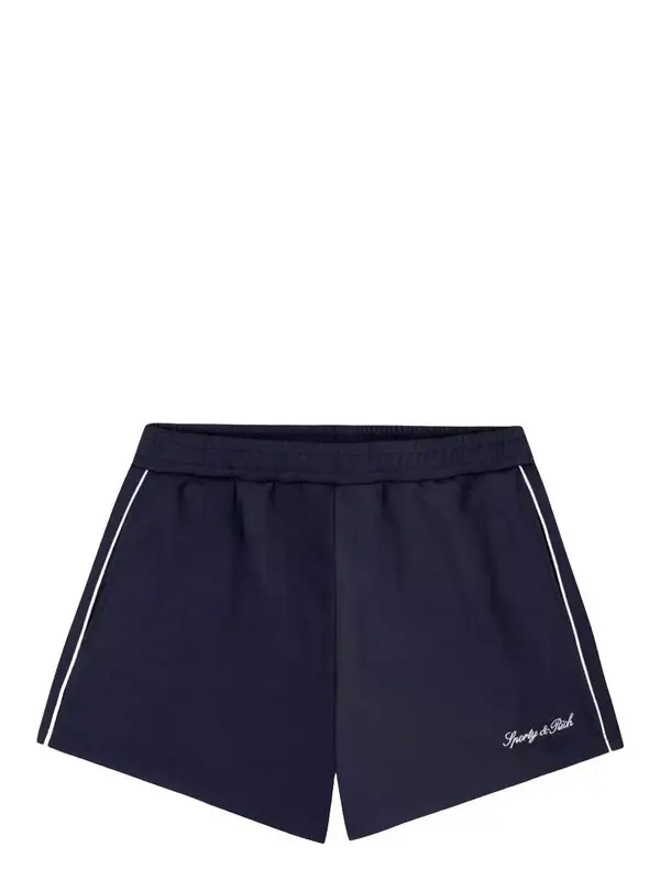 SPORTY & RICH Logo-print Mini Shorts - Blue