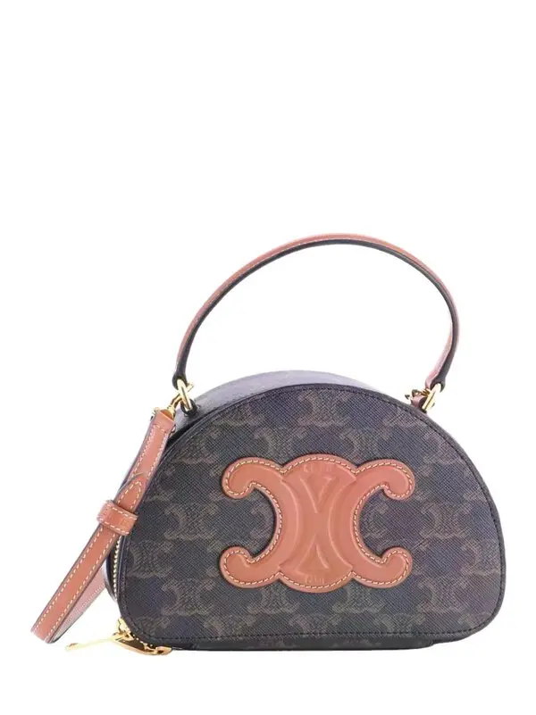 Celine Half Moon Case Triomphe Coated Canvas With Leather Pouch - Brown