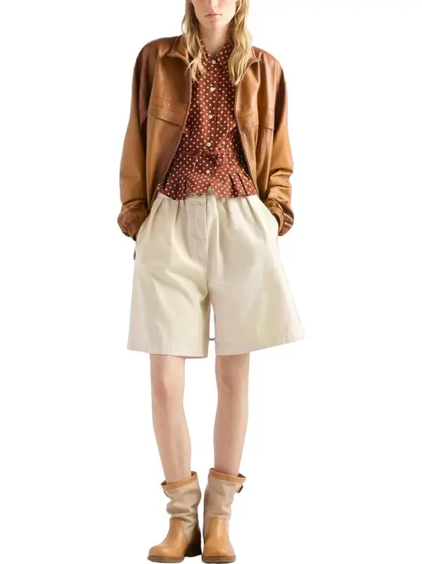 Prada Polka Dot Marocain Shirt - Brown