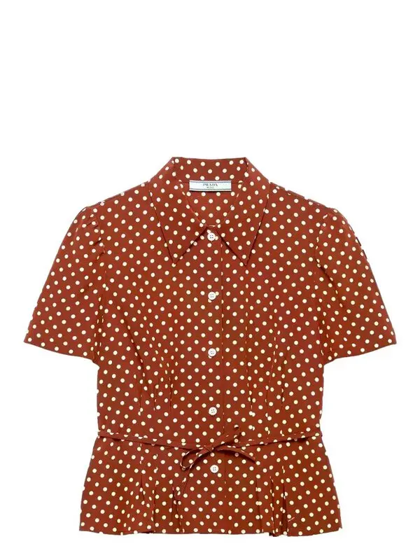 Prada Polka Dot Marocain Shirt - Brown
