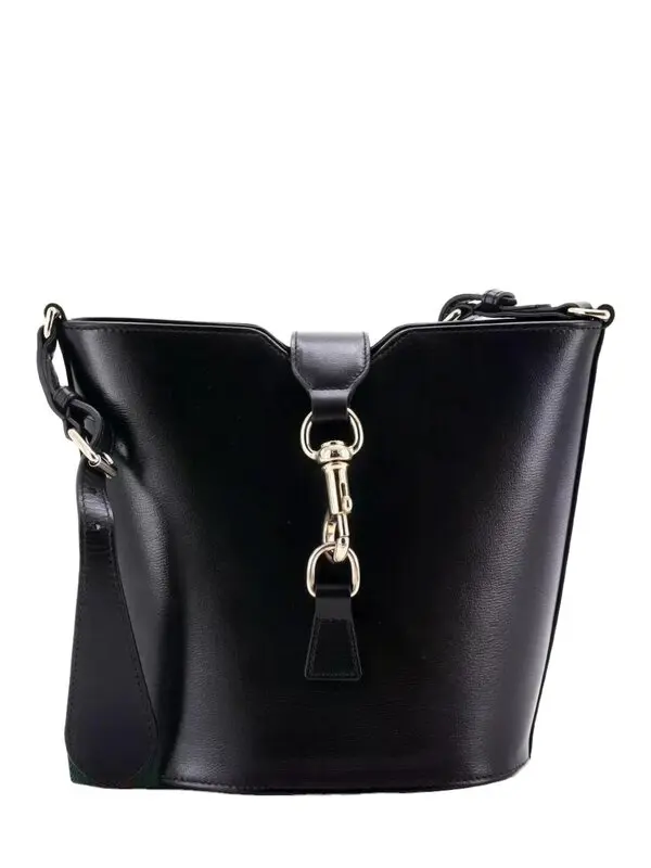 Gucci Jackie Web Leather Bucket Bag - Black