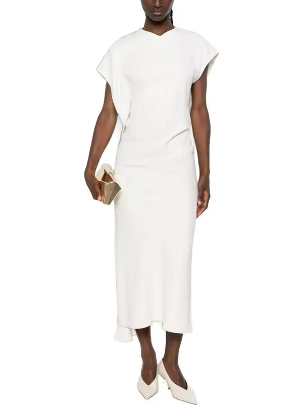 Victoria Beckham Cream Draped Asymmetric Dress - Neutrals