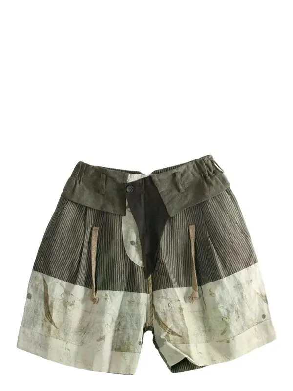ZIGGY CHEN Paneled Corduroy Shorts - Green