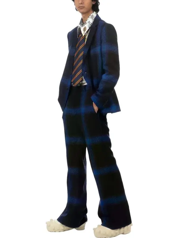 WALTER VAN BEIRENDONCK Check-pattern Wool Blazer - Blue