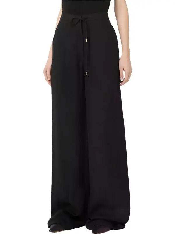 Max Mara Drawstring Linen Trousers - Black