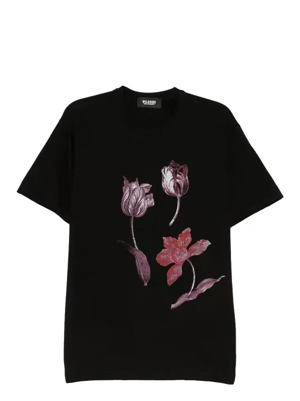 Yohji Yamamoto Floral-print T-shirt - Black