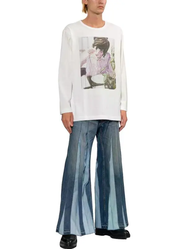Junya Watanabe X Merz B. Schwanen Graphic-print Long-sleeve T-shirt - White