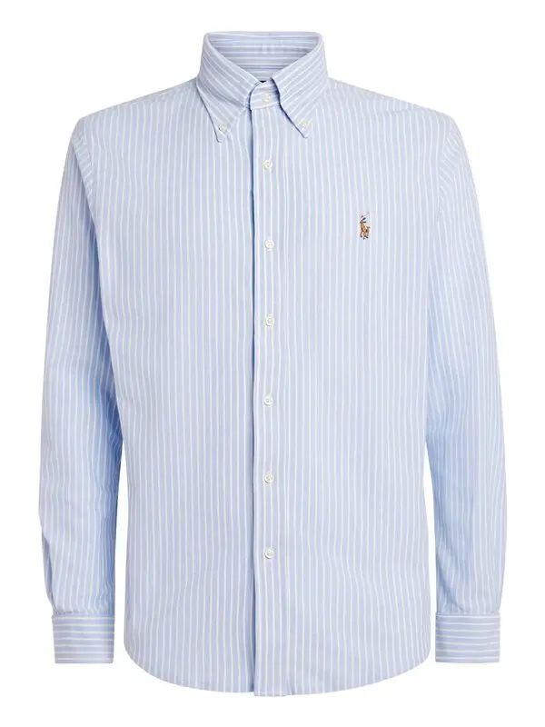 Polo Ralph Lauren Cotton Mesh Stripe Oxford Shirt - Blue