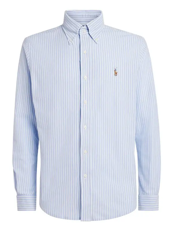 Polo Ralph Lauren Cotton Mesh Stripe Oxford Shirt - Blue