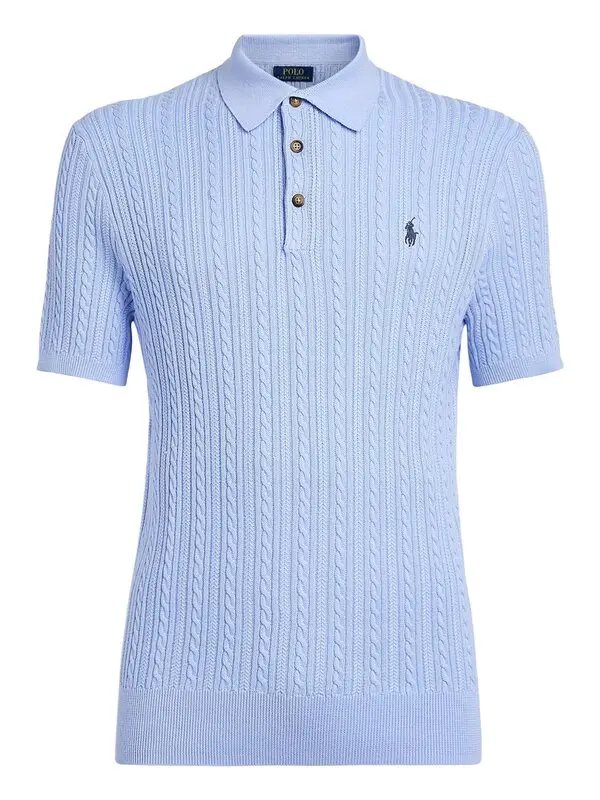 Polo Ralph Lauren Cable Knit Polo Shirt - Blue