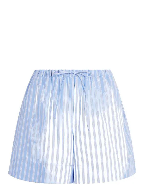 Hunza G Cotton Stripe Drawstring Shorts - Blue