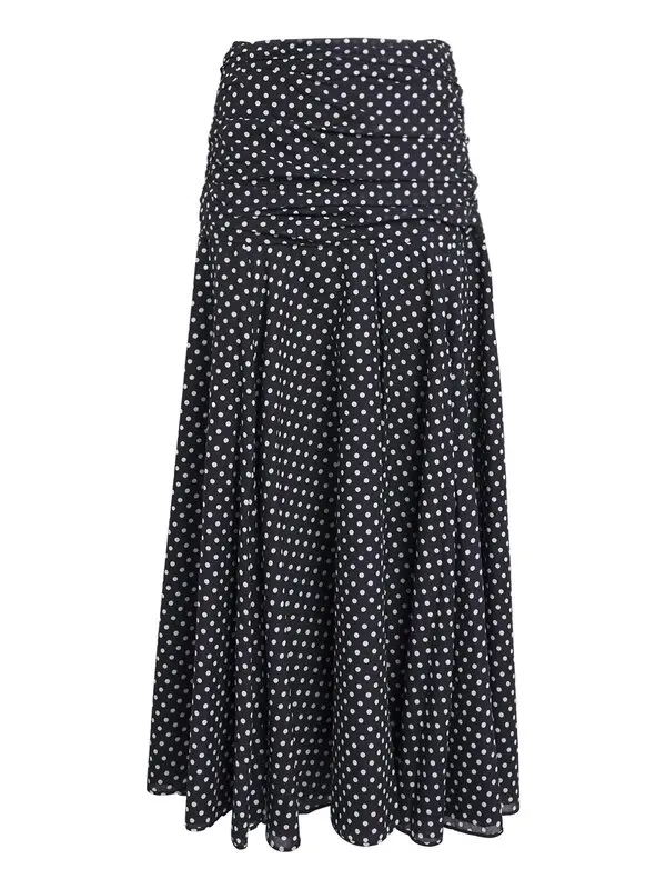 Charo Ruiz Ibiza Polka Dot Chiffon Maxi Skirt - Black