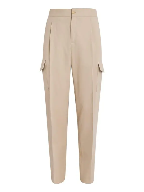 Isaia Cotton-silk Pleated Cargo Trousers - Beige