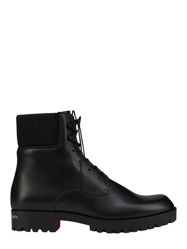 CHRISTIAN LOUBOUTIN Trapman Leather Lace-up Boots - Black